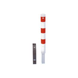Schake Absperrpfosten Typ 493FB, herausnehmbar, Ø 108mm + Dreikantverschluß, weiß / rot)