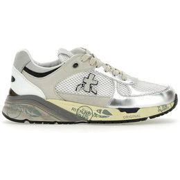 Premiata Low-Top Sneaker - Dames Mased Sneaker Wit/Zilver - Gr. 36 (EU) - in Silber - f&uuml;r Damen