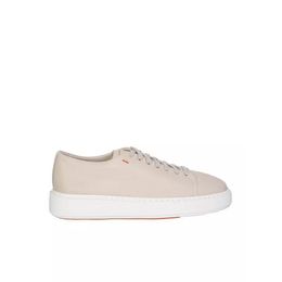 Santoni Low-Top Sneaker - Beige Lace-Up Sneakers - Gr. UK_3 - in Wei&szlig; - f&uuml;r Damen