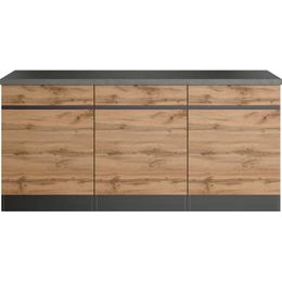 KOCHSTATION Unterschrank &raquo;KS-Riesa&laquo; Breite 180 cm, MDF-Fronten braun Holzwerkstoff