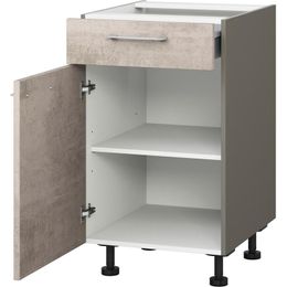 KOCHSTATION Unterschrank &raquo;KS-Trea US60&laquo; mit einem Auszug und einer T&uuml;r, Einlegeboden, Breite 60 cm, H&ouml;he 75 cm betonfarben hell/anthrazit anthrazit