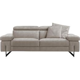 Egoitaliano 2,5-Sitzer &raquo;Candice, elegant und edel, hochwertiges Designsofa, bequem&laquo; Kopfteile manuell verstellbar, titanumfarbene Kufenf&uuml;&szlig;e grau Luxus-Micofaser 