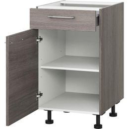 KOCHSTATION Unterschrank &raquo;KS-Trea US40&laquo; mit einem Auszug und einer T&uuml;r, Einlegeboden, Breite 40 cm, H&ouml;he 75 cm eichefarben grau