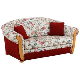 Home Affaire 2-Sitzer »Milano, Schlafsofa im Landhaus-Stil, bequem, Liegefläche 188/124cm« mit Bettfunktion rot/geblümt