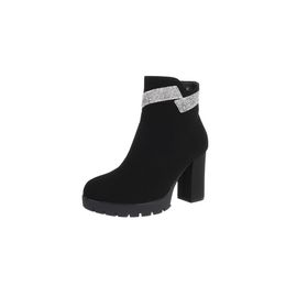 Ital-Design Stiefelette Damen Gr&ouml;&szlig;e 39 schwarz / silber Winterschuhe