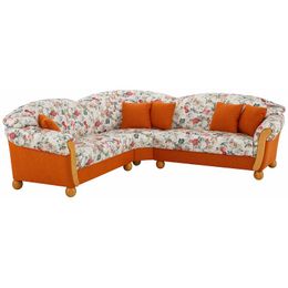 Home Affaire Ecksofa »Milano, bequem mit Federkern, B/T/H 233/233/83cm, Landhausstil, L-Form« gleichschenklig terrakotta/geblümt