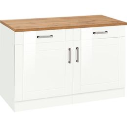 KOCHSTATION Unterschrank »KS-Tinnum« 120 cm breit, Metallgriffe, MDF Fronten, 2 Schubkästen, 2 Türen weiß