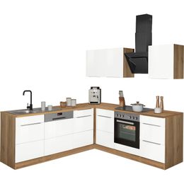 KOCHSTATION Winkelk&uuml;che &raquo;KS-Brindisi&laquo; Stellbreite 220/220 cm, wahlweise mit E-Ger&auml;ten, mit MDF-Fronten wei&szlig;