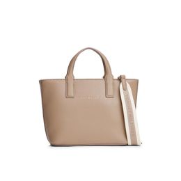 Tommy Hilfiger Henkeltasche »TH LOGOTAPE MINI TOTE«, Damen Umhängetasche, Schultertasche mit doppeltem Henkel taupe