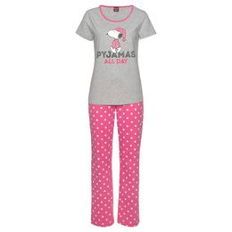 PEANUTS Pyjama Damen Gr&ouml;&szlig;e S/M graumeliert / pink / wei&szlig; Winterkleid