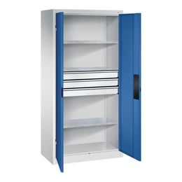 C+P Schwerlastschrank mit Schubladen Acurado, 1950x930x500mm, 7035/5010 ; C + P M&ouml;belsysteme (8921-5230|S10195)