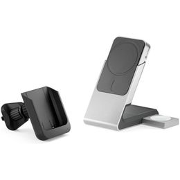 ALOGIC Ladestation »Wireless 3-in-1 MagSafe + Matrix Powerbank + Vent Mount« grau/schwarz Der Apple-Watch-Ladeadapter kann abgenommen werden