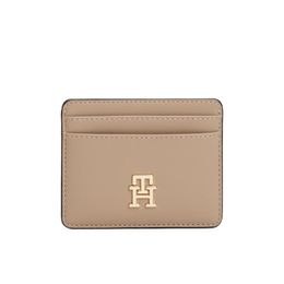 Tommy Hilfiger Kartenetui »TH FEMININE CC HOLDER«, Portemonnai, Geldbörse mit edlem TH-Schmuckelement taupe