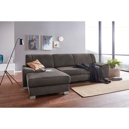 DOMO collection Ecksofa »Anzio L-Form, whlw. Bettfunktion, Federkern, hochwertig, Breite 271 cm« Mit Bettfunktion, Recamiere links,...