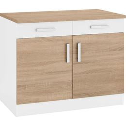 KOCHSTATION Unterschrank &raquo;KS-Gera&laquo; Breite 100 cm eiche/wei&szlig; wei&szlig;