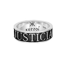 Kuzzoi Ring 'JUSTICIA VERITAS' Herren Gr&ouml;&szlig;e 64 grau / silber