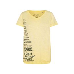 SOCCX T-Shirt mit Gummizugsaum und Label Print Damen Gr&ouml;&szlig;e XXXL hellgelb