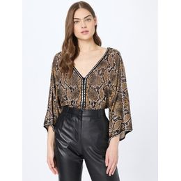 Karen Millen Bluse Damen Größe S hellbraun / schwarz / silber / offwhite