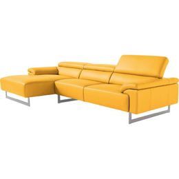 Egoitaliano Ecksofa &raquo;Malika, edel und bequem, Designsofa mit hochwertigen Bez&uuml;gen, L-Form&laquo; mit Recamiere, inkl. Kopfteilverstellung und chromfarbenen Metallf&uuml;&szlig;en 