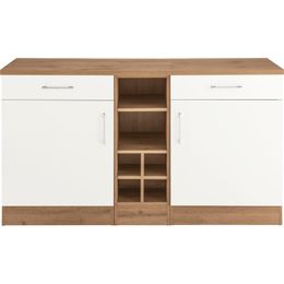 KOCHSTATION Unterschrank &raquo;KS-Colmar&laquo; 150 cm breit, 2 Schubk&auml;sten, 2 T&uuml;ren, 6 F&auml;cher, f&uuml;r viel Stauraum wei&szlig; wotaneiche