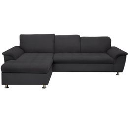 DOMO collection Ecksofa »Franzi B/T: 278/162 cm, L-Form, , belastbar bis 140kg/ Sitz« Flachgewebe, graphite graphite