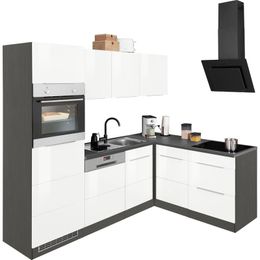 KOCHSTATION Winkelk&uuml;che &raquo;KS-Brindisi Stellbreite 230/170 cm&laquo; wahlweise mit E-Ger&auml;ten und Induktion, mit MDF-Fronten K&uuml;che: wei&szlig; + Front: wei&szlig;...