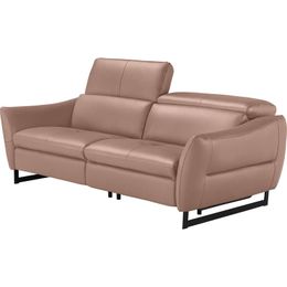 Egoitaliano 2,5-Sitzer &raquo;Dafne, elegantes Designsofa mit hohem Sitzkomfort&laquo; wahlw. mit elektrischer Relaxfunktion, Kopfteile manuell verstellbar rosa Leder &raquo;BULL&laquo; 