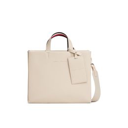 Tommy Hilfiger Henkeltasche »TH ESTABLISHED MED SHOPPER«, Damen-Umhängetasche, Schultertasche mit farbigen Streifen am Henkel natur