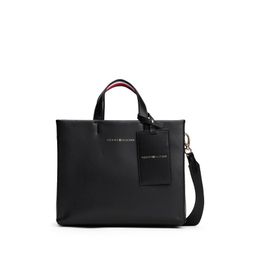 Tommy Hilfiger Henkeltasche »TH ESTABLISHED MED SHOPPER«, Damen-Umhängetasche, Schultertasche mit farbigen Streifen am Henkel schwarz