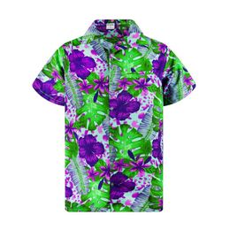 King Kameha Shirt 'Green Purple Flower' male Blue size M