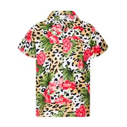 King Kameha Shirt 'Leopard Flowers' male Beige size M