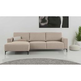 Home Affaire Ecksofa &raquo;Tournon, L-Form, Breite 262 cm, Webstoff, Chenille&laquo; Designsofa im nordischen Stil, Wellenunterfederung, Metallf&uuml;&szlig;e braun 100% 