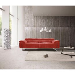 Egoitaliano 2,5-Sitzer &raquo;Malika, Designsofa mit hohem Sitzkomfort, edel und bequem&laquo; inkl. Kopfteilverstellung und chromfarbenen Metallf&uuml;&szlig;en rot Luxus-Micofaser 