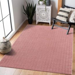 Carpet City Teppich »Friseé-Teppich FANCY805« rechteckig 12 mm Höhe Läufer, Kurzflor, Einfarbig, 3D-Optik, Zickzack Look, Wohnzimmer rosé...