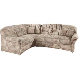 DOMO collection Ecksofa »Bahia, zeitlos und elegant, bequeme Armlehnen, L-Form« Microfaser, natur braun