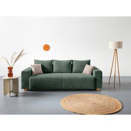Collection AB Schlafsofa »Yves, Liegefläche (B/T): 142/194 cm« inkl. Bettfunktion, Bettkasten, Federkern & Zierkissen flaschengrün 0
