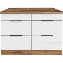 KOCHSTATION Unterschrank &raquo;KS-Luhe&laquo; 120 cm breit, f&uuml;r viel Stauraum, MDF-Fronten mit waagerechter Lisene wei&szlig; MDF