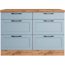 KOCHSTATION Unterschrank &raquo;KS-Lana&laquo; Breite 120 cm matt hellblau/wotaneiche wotaneiche