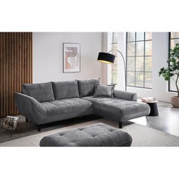 exxpo - SOFA FASHION Ecksofa »Bellinii, Materialmix, Strukturbezug und pflegeleichter Microvelours« bequem und modern, Materialmix, L-Form graphite