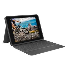 Logitech iPad-Tastatur »Rugged Folio (7th and 8th generation) - UK - INTNL« () grau Auslaufsichere und schmutzabweisende Tasten