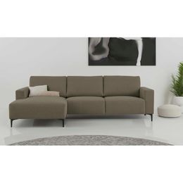 Home Affaire Ecksofa »Tournon, L-Form, Breite 262 cm, Webstoff, Chenille« Designsofa im nordischen Stil, Wellenunterfederung, Metallfüße olive 100%...