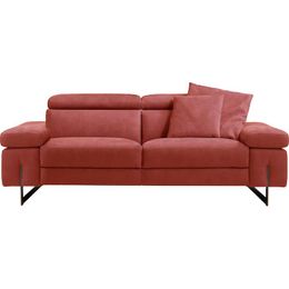 Egoitaliano 2,5-Sitzer &raquo;Candice, elegant und edel, hochwertiges Designsofa, bequem&laquo; Kopfteile manuell verstellbar, titanumfarbene Kufenf&uuml;&szlig;e rot Luxus-Micofaser 