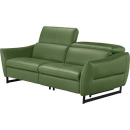 Egoitaliano 2,5-Sitzer &raquo;Dafne, elegantes Designsofa mit hohem Sitzkomfort&laquo; wahlw. mit elektrischer Relaxfunktion, Kopfteile manuell verstellbar gr&uuml;n Leder CAREZZA