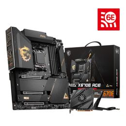MSI Mainboard &raquo;MEG X670E ACE&laquo; Grau/Schwarz 10G Super LAN mit der Wi-Fi 6E-L&ouml;sung: Integriertes 10Gbps-LAN mit der neuesten Wi-Fi 6E-L&ouml;sung, die das...