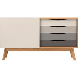 WOODMAN Sideboard »Hilla« Kommode im angesagten skandinavischen Look, Breite 130 cm, FSC eiche/braun