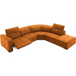 Egoitaliano Ecksofa »Sauvanne, Designsofa der Extraklasse, elegant und bequem« wahlweise mit elektrischer Relaxfunktion, Kopfteilverstellung cognac