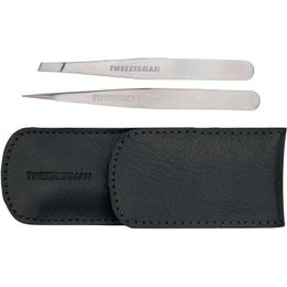 Tweezerman Augenbrauenpinzette »PETITE TWEEZE SET WITH BLACK CASE« inkl. schwarzem Case silberfarben Die handgeschliffenen Spitzen sind perfekt...
