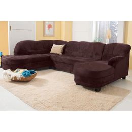 Home Affaire Wohnlandschaft &raquo;Camelita, viel Platz, bequem und zeitlos, Breite 289cm, U-Form&laquo; wahlweise mit Bettfunktion braun
