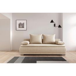 WERK2 Schlafsofa »Biggi komfortabel & elegant, Schlaffunktion, Bettkasten, Breite 206 cm« inkl. losen Kissen, Struktur fein, weich BREEZE, Beige Beige