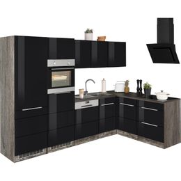 KOCHSTATION Winkelk&uuml;che &raquo;KS-Brindisi Stellbreite 290/170 cm&laquo; wahlweise mit E-Ger&auml;ten und Induktion, mit MDF-Fronten schwarz